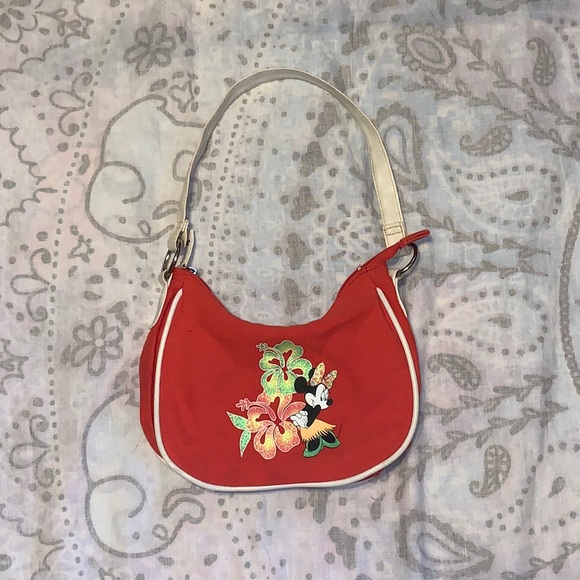Disney | Bags | Disney Hawaiian Minnie Mouse Red White Canvas Small ...